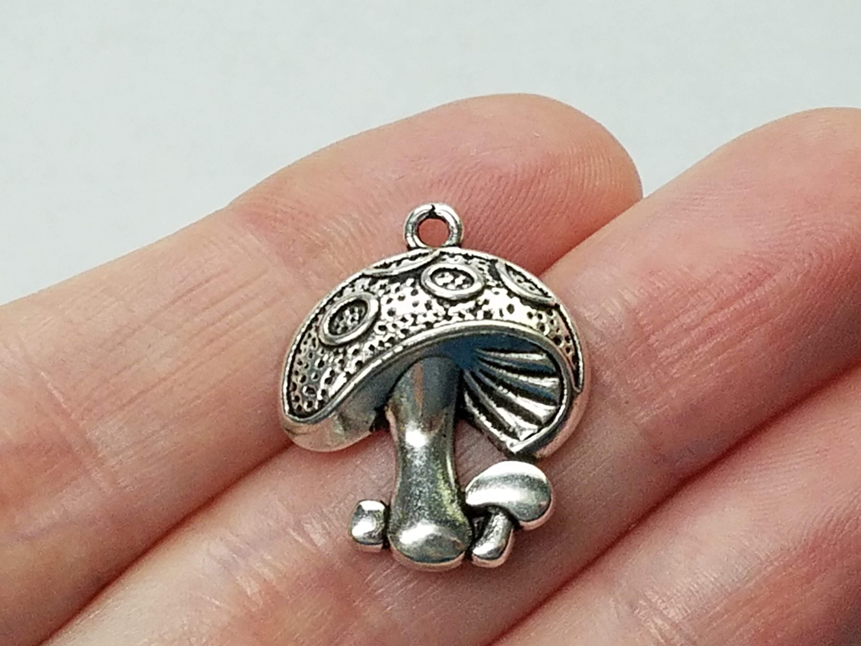 Set of 15, Silver Mushrooms, Mushroom Charms, Mushroom Pendants ...