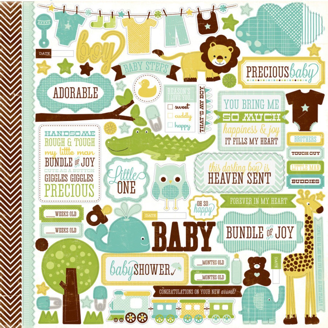 Bundle of Joy Boy Stickers, 12" Cardstock Sticker, Scrapbook Sticker ...