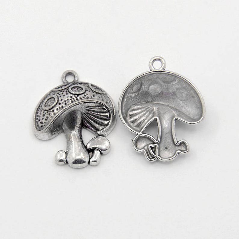 Set of 15, Silver Mushrooms, Mushroom Charms, Mushroom Pendants ...