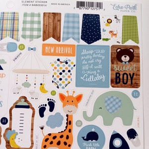 Baby Boy Stickers, 12"x12" Sticker, Scrapbook Paper, Baby Stickers ...
