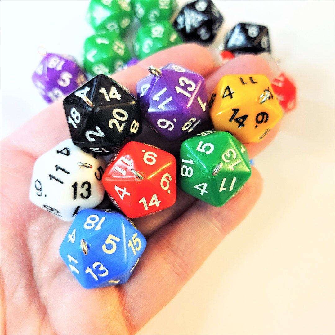Set of 3, Polyhedral Dice Pendants, Colorful Dice, 20mm Pendant, Game ...