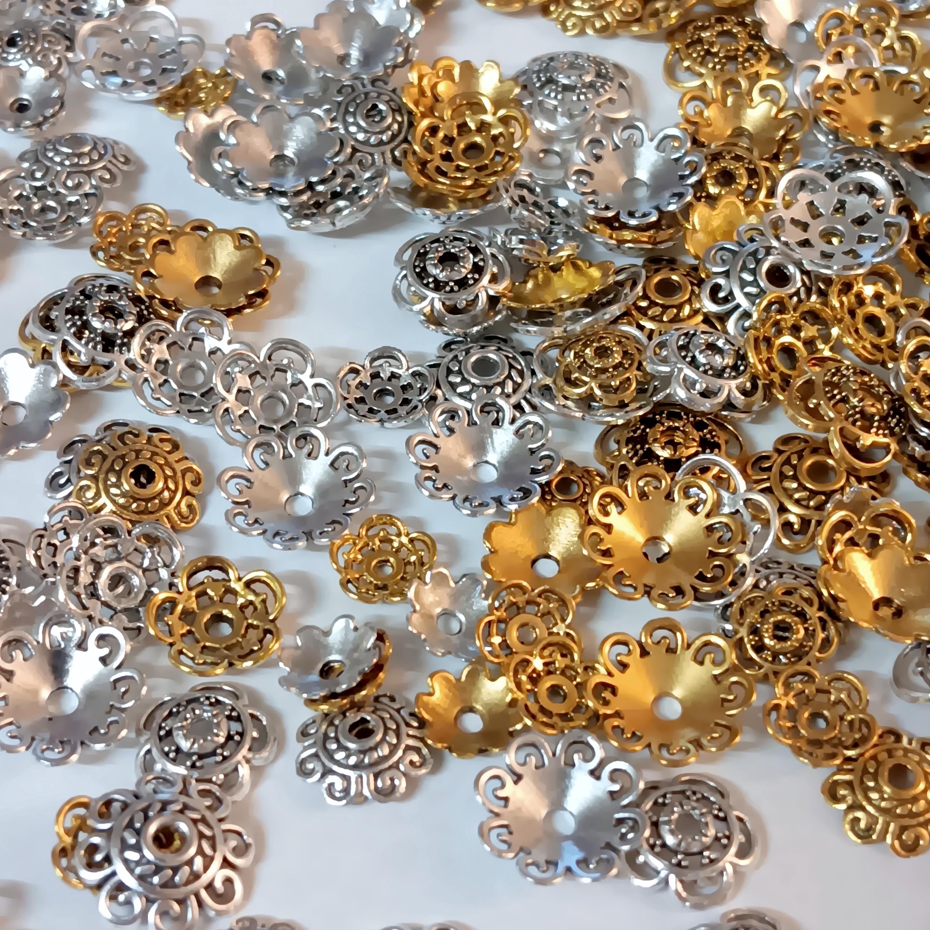 Set of 35, Bead Caps, Various Size Caps, Flower Caps, Floral Caps ...