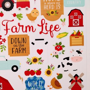 Fun on Farm Stickers, 12"x12" Stickers, Scrapbook Stickers, Farm Life ...