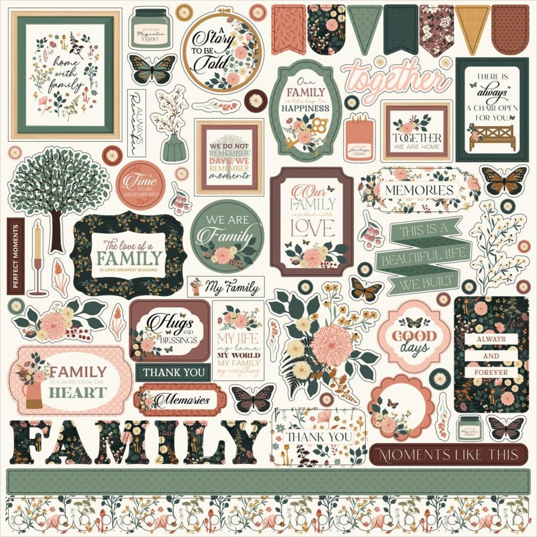 Family Stickers, 12"x12" Cardstock Scrapbook Stickers, Home Sweet Home ...
