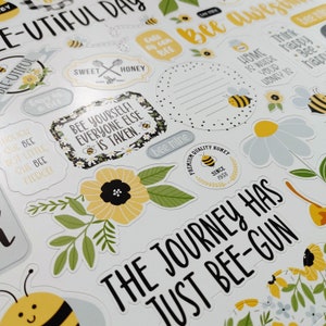 Bee Happy Stickers, 12" Cardstock Sticker Sheet, Bumblebee Stickers ...