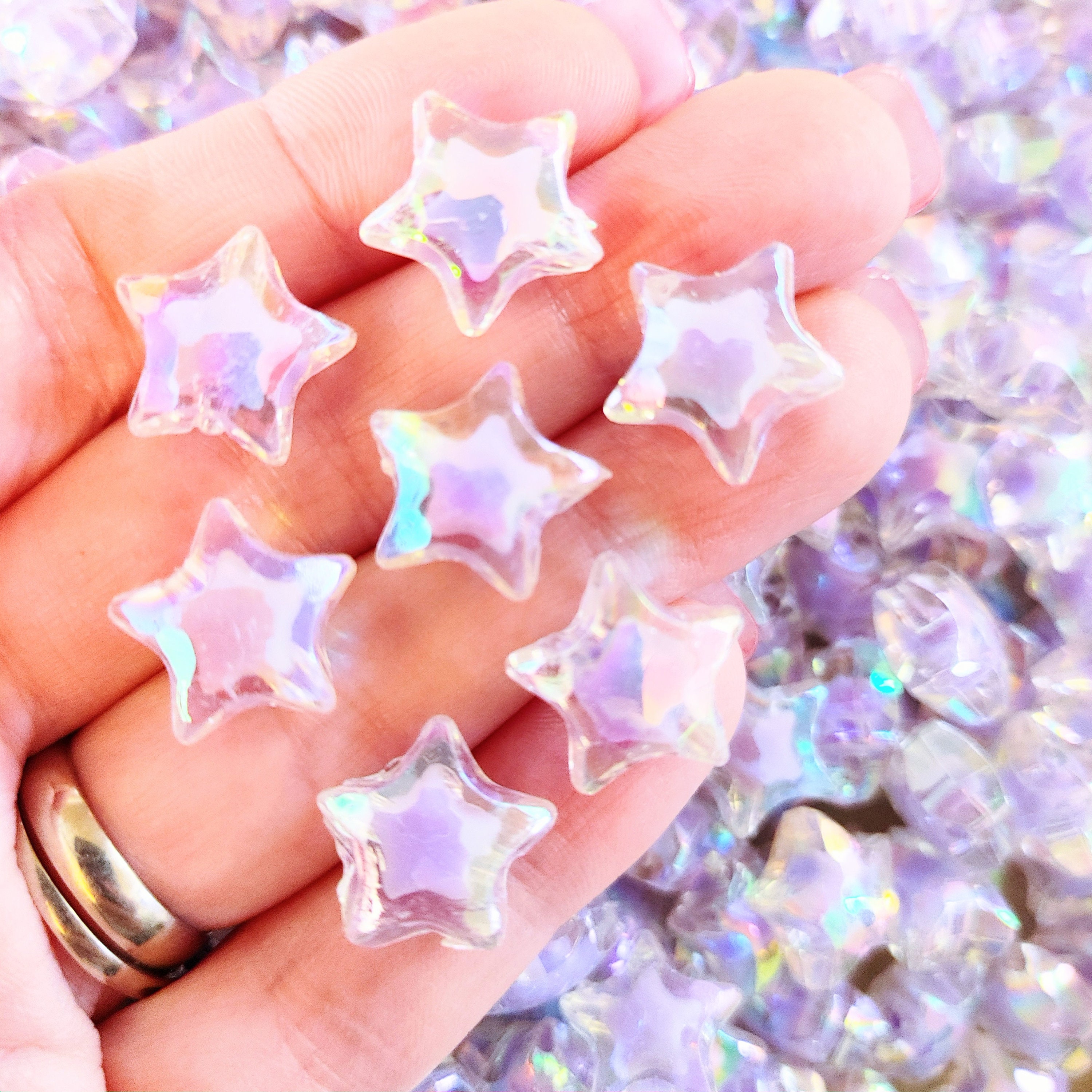 Set of 30 Acrylic Star Beads Transparent Beads Faceted - Etsy