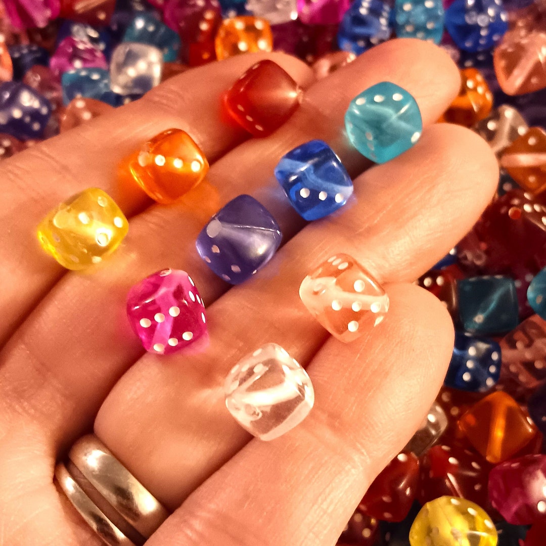 50pcs, Dice Beads, Colorful Dice, 8mm Beads, Game Beads, Acrylic Dice ...