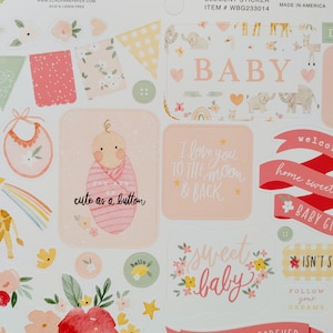 Welcome Baby Girl Stickers, 12" Cardstock Sticker Sheets, Scrapbook ...