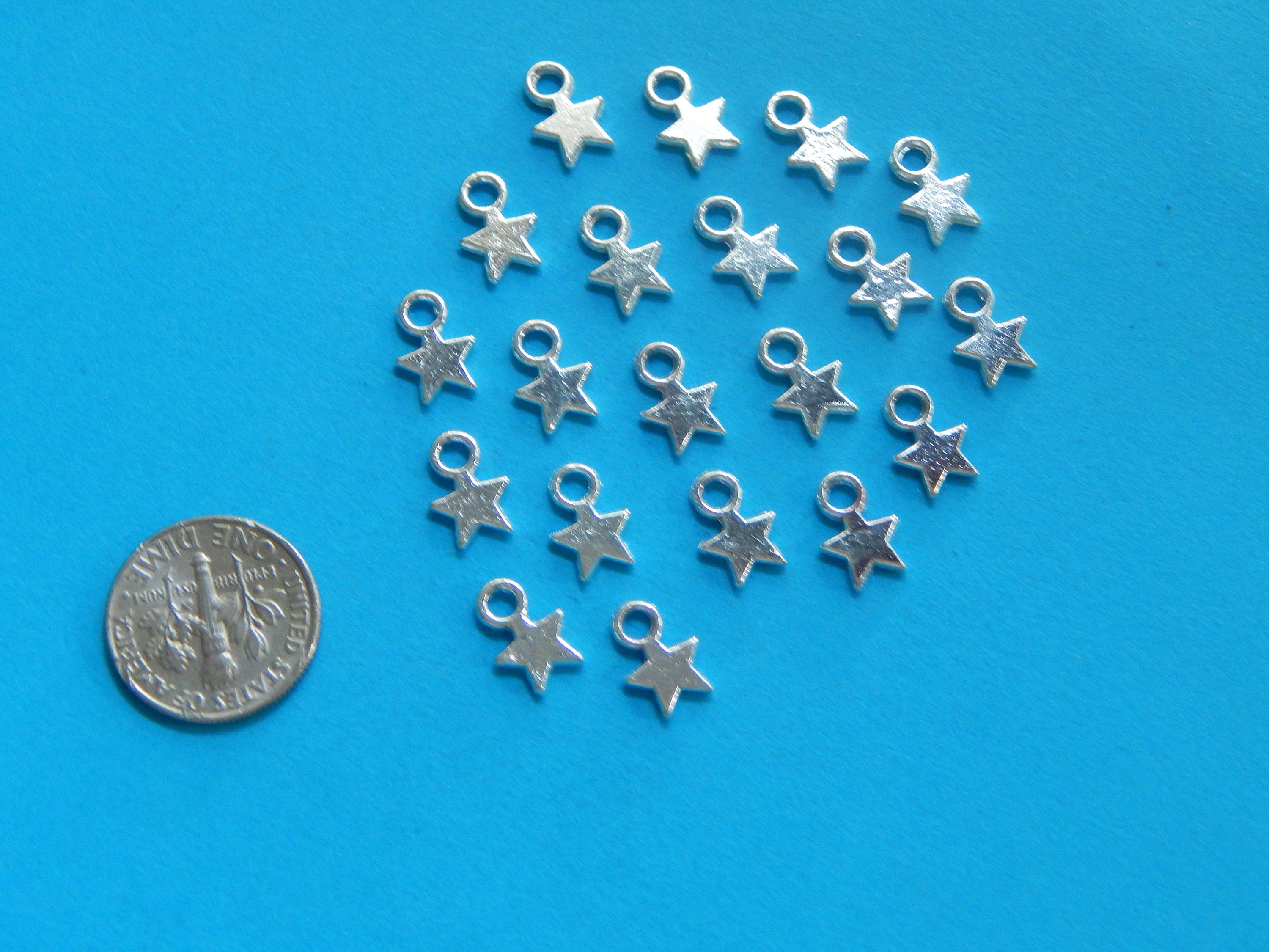 Small Silver Stars Star Charms Celestial Jewelry Tibetan | Etsy