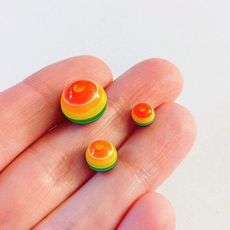 Rainbow Beads Resin Beads Colorful Striped Beads Rainbow - Etsy