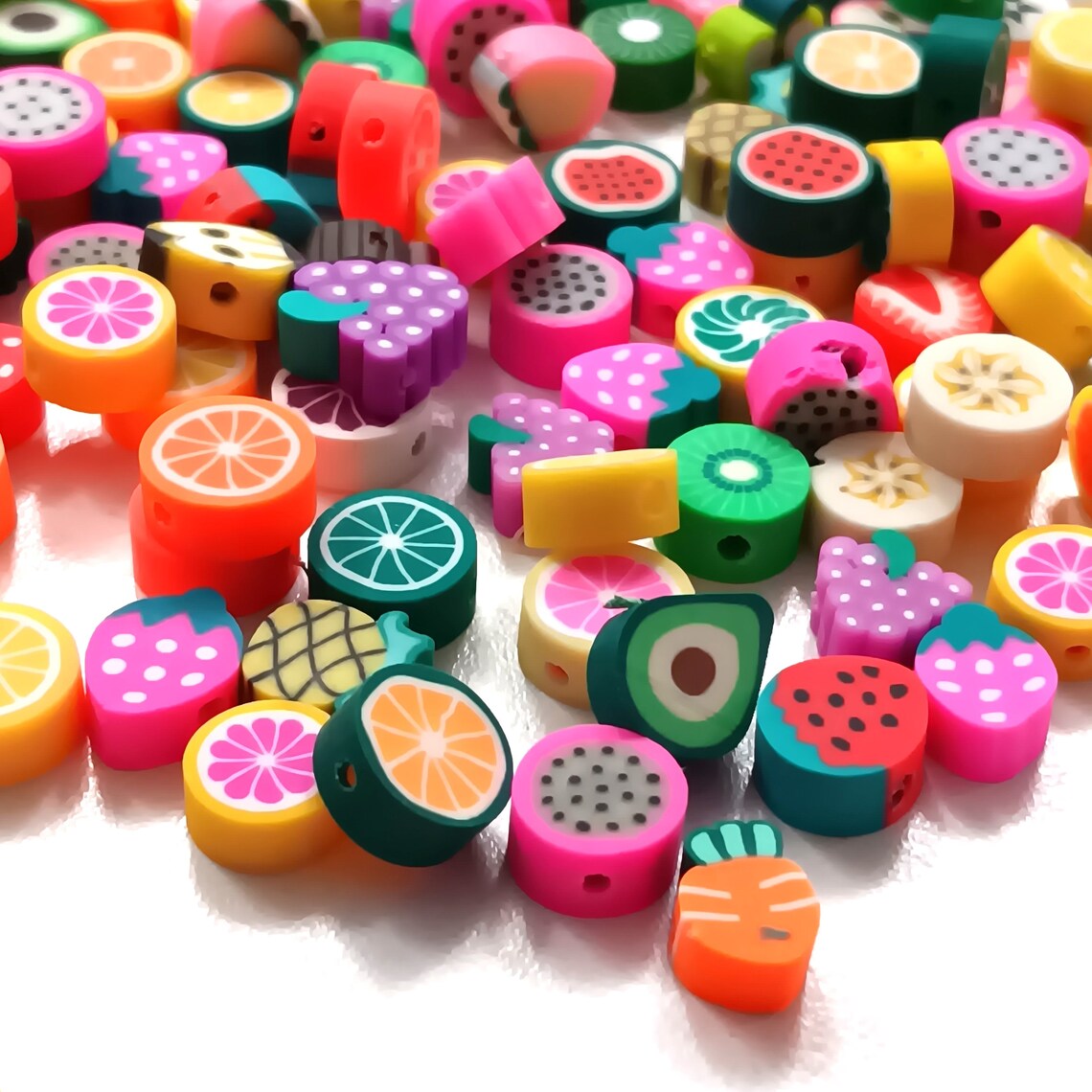 75/150pc, Polymer Fruit Beads, Clay Beads, Fruit Beads, Mixed Fruit ...