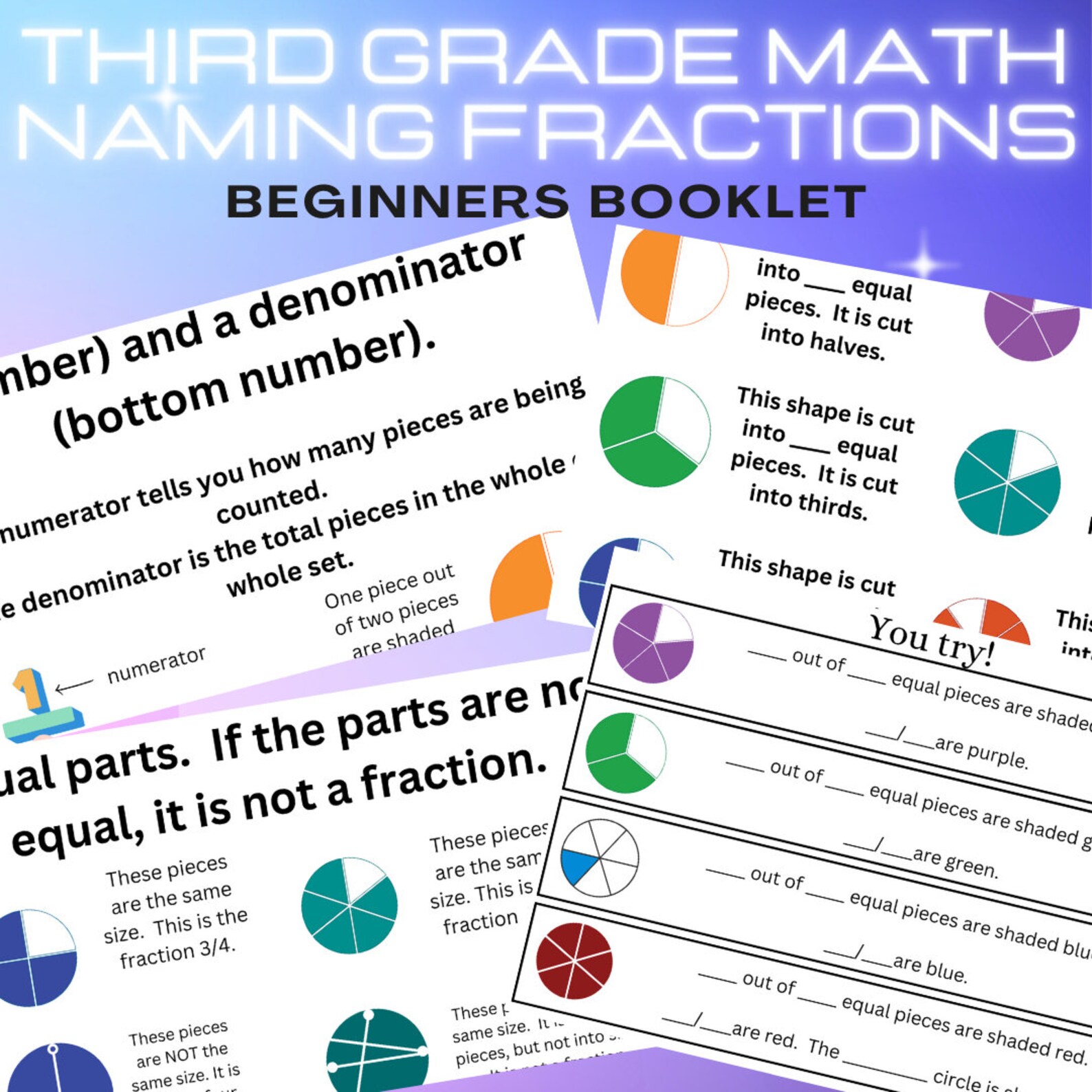 Beginner Fractions Booklet for Parents/guardians & Students, Homeschool ...