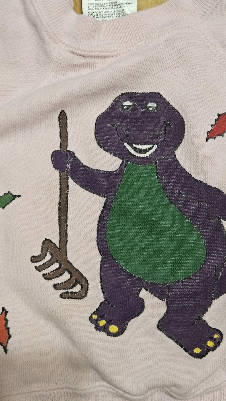 Barney Homemade 1990s Touched by Time Crewneck. Painted by Hand - Etsy