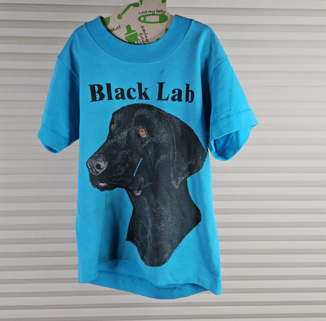 1980's Kids 6-8 Black Lab Single Stitch Thin Blue Tee. Some Paint and ...