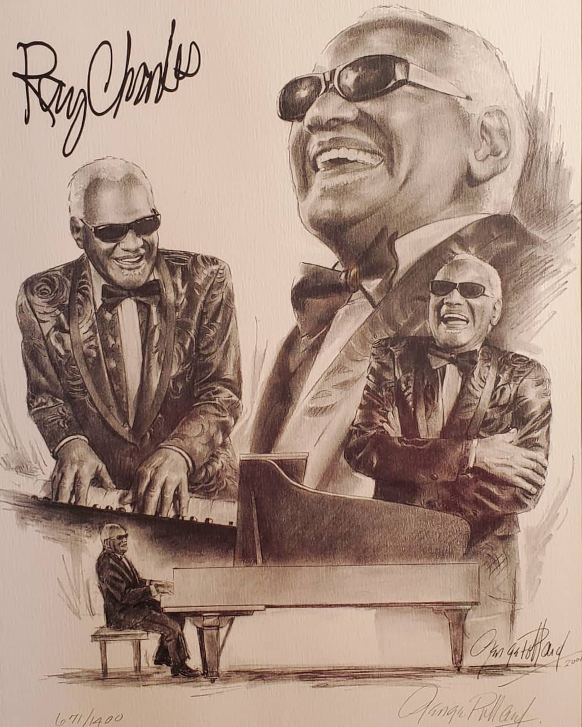 Antique AUTOGRAPHED Ray Charles Print Illustrated By George | Etsy