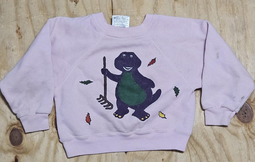 Barney Homemade 1990s Touched by Time Crewneck. Painted by Hand - Etsy