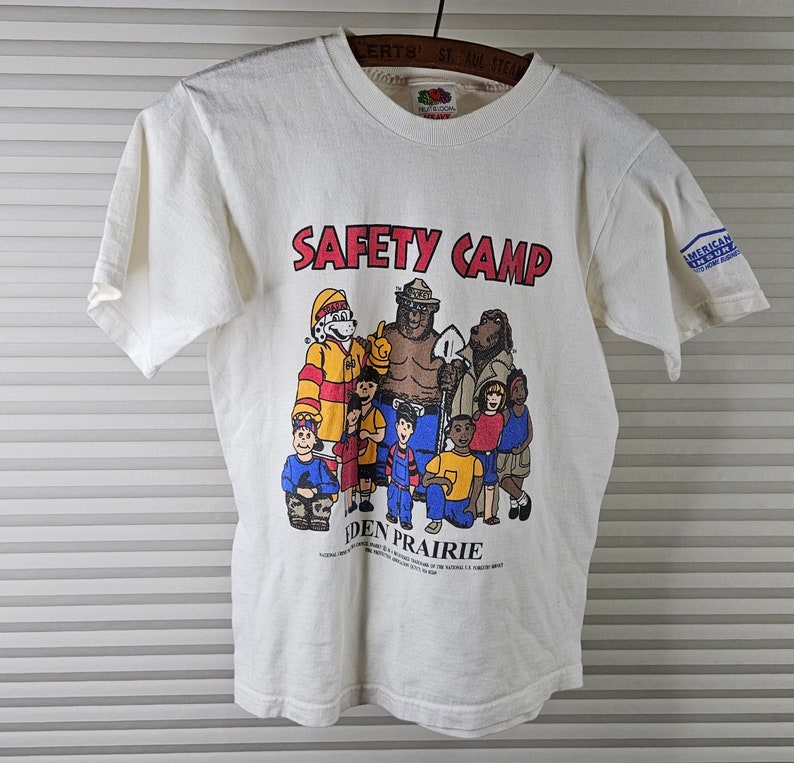 1990's 10-12 Kids Smokey the Bear and Scruff Mcgruff Safety Patrol T ...