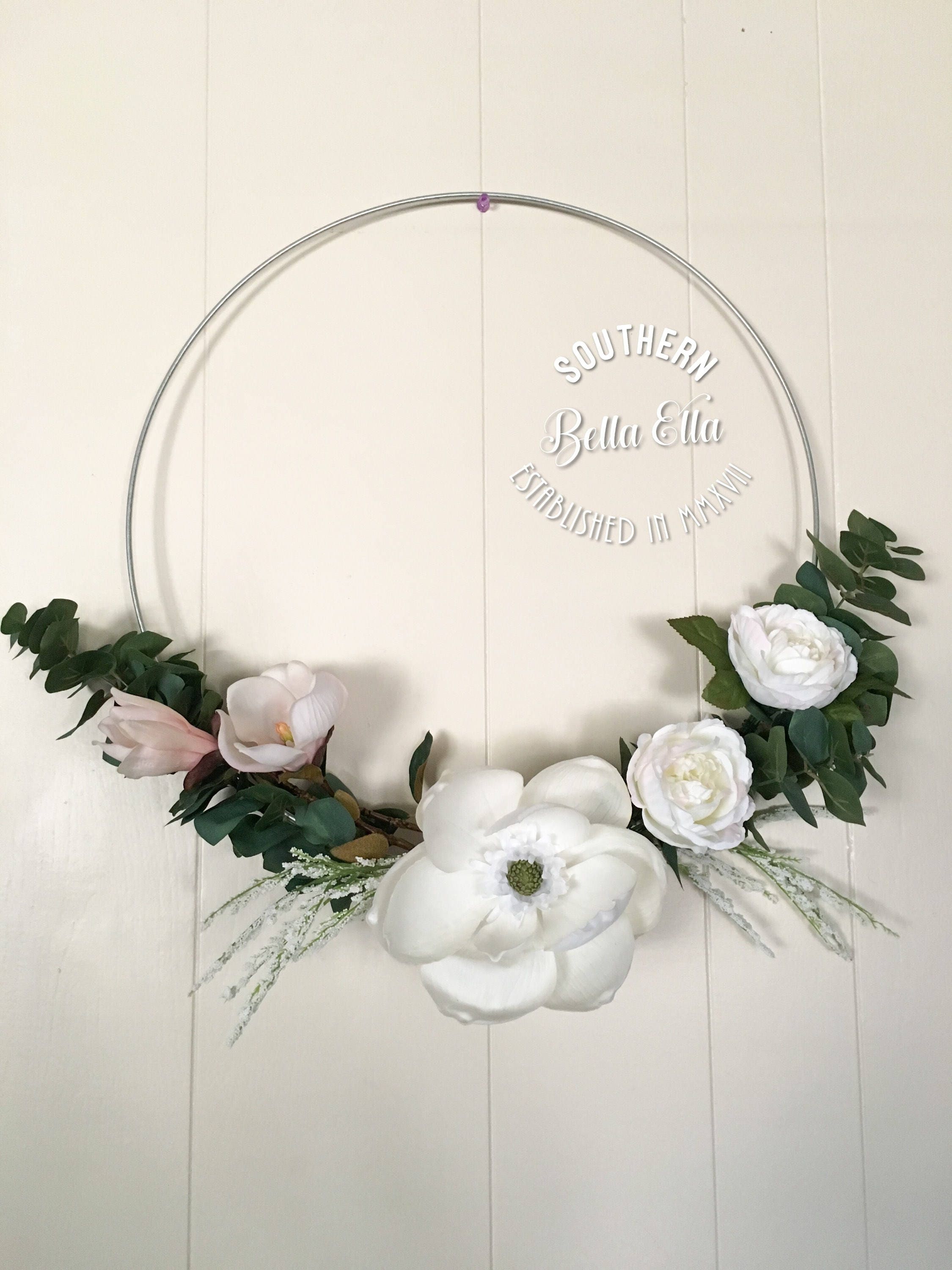 Modern Floral Hoop Wreath {large Size} - Etsy