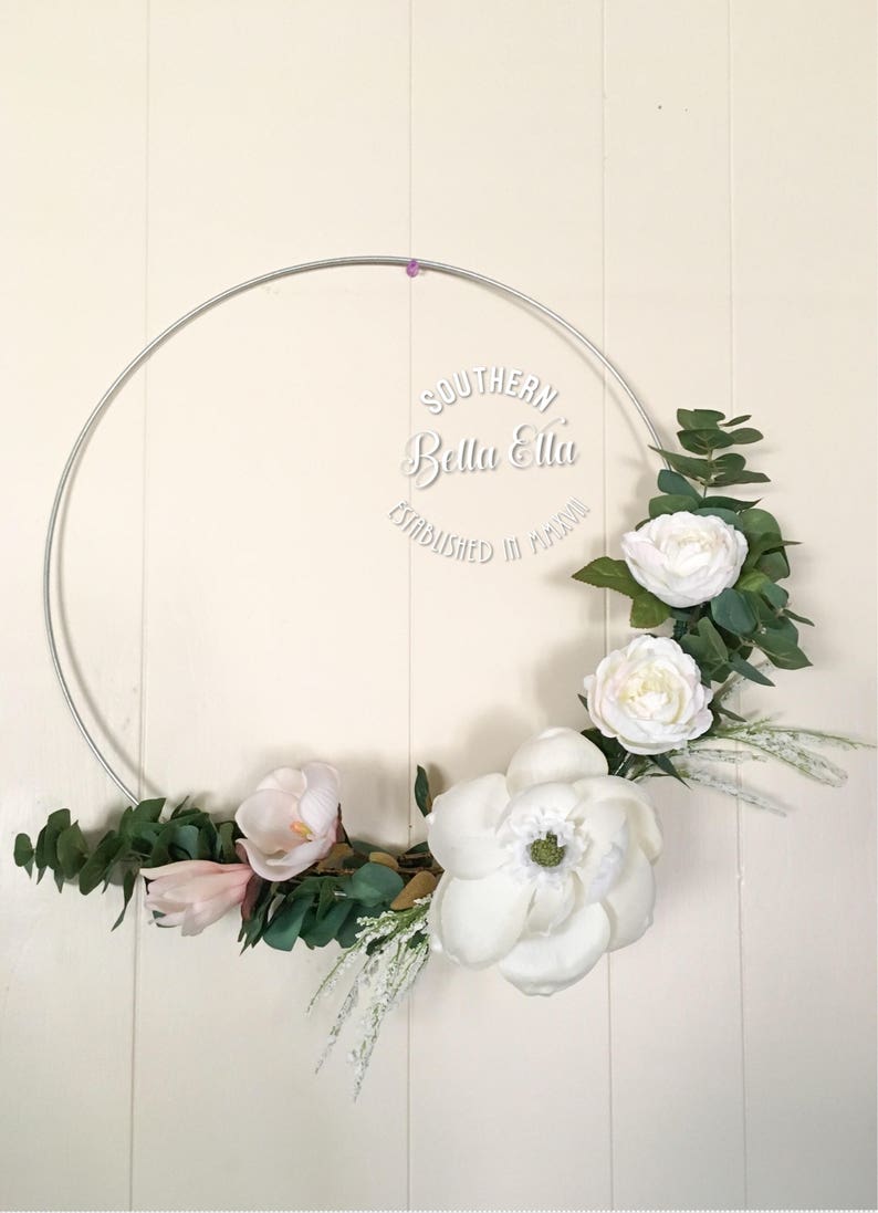 Modern Floral Hoop Wreath {large Size} - Etsy
