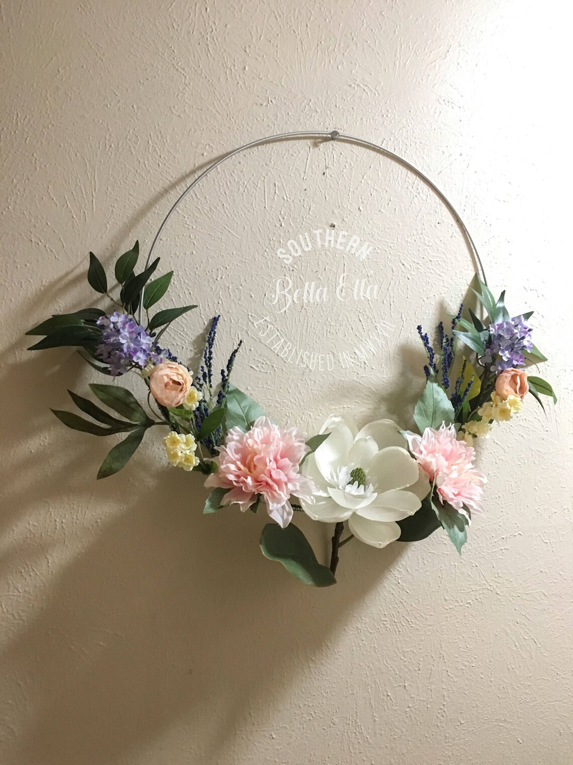 Modern Floral Hoop Wreath large Size - Etsy