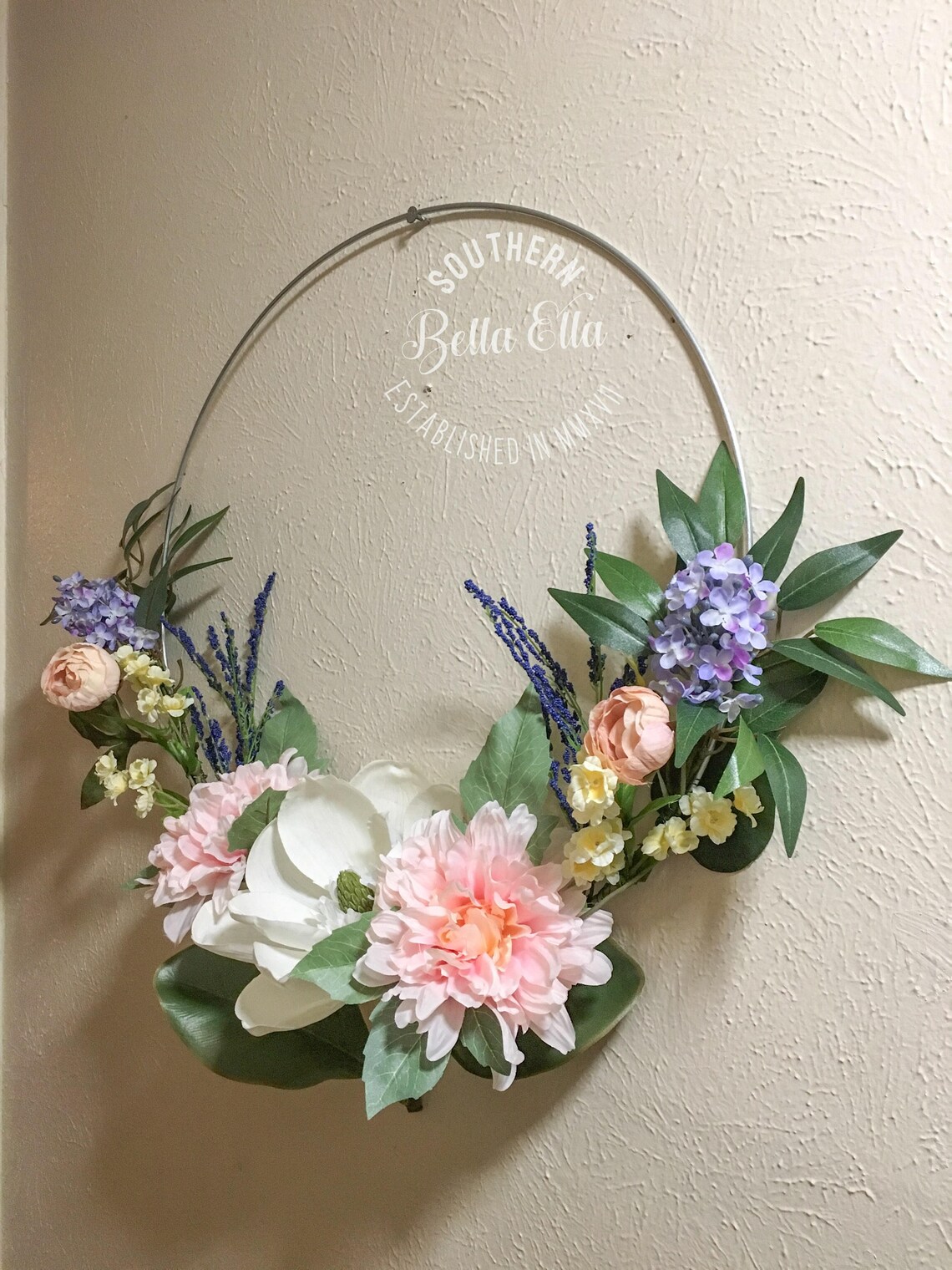 Modern Floral Hoop Wreath large Size - Etsy