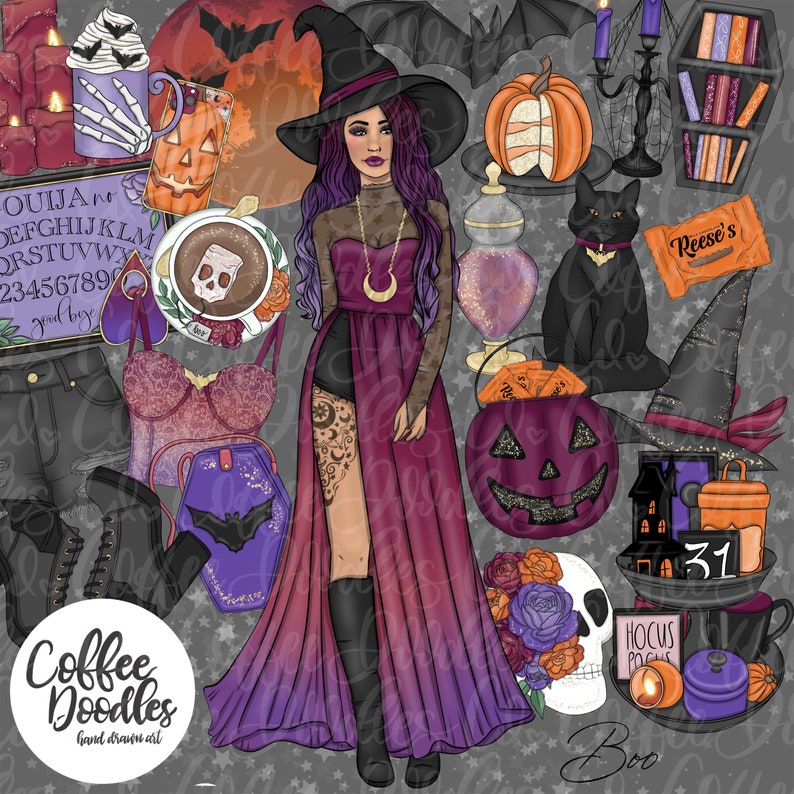 Purple Boo Collection Inspired Inspired Clipart Fashion Girl | Etsy