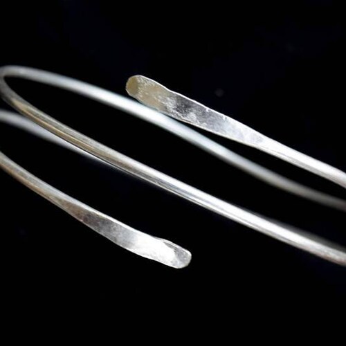 Upper Arm Cuff Hammered Armlet Bracelet Three Layer Silver | Etsy