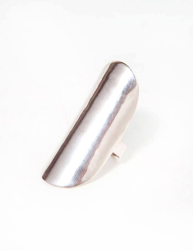 Armor Ring, Sterling Silver Ring, Long Ring, Shield Ring, Full Finger ...