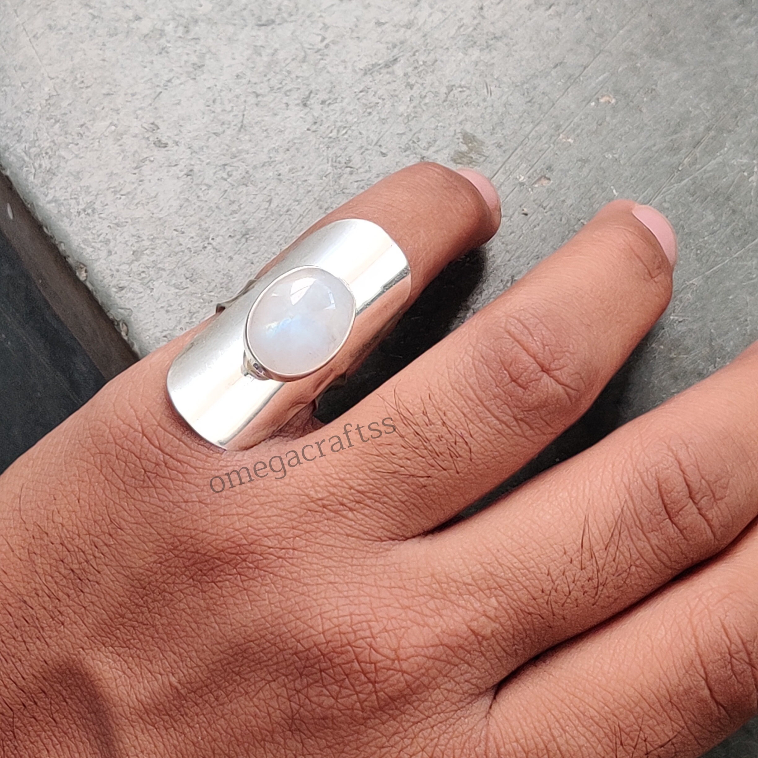 Moonstone Armor Ring Sterling Silver Ring Long Ring Shield - Etsy