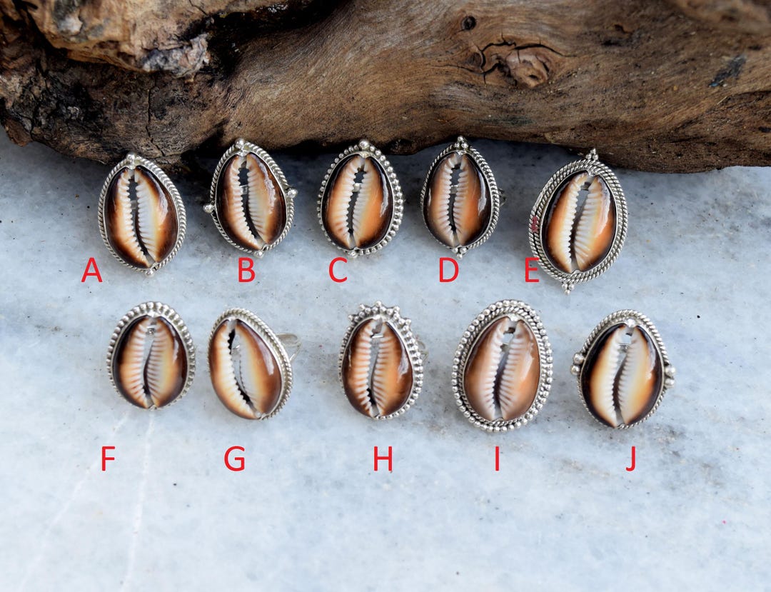 Cowrie Ring, Black Cowrie Shell Ring, Grand Cowrie Ring, Beach Shell ...