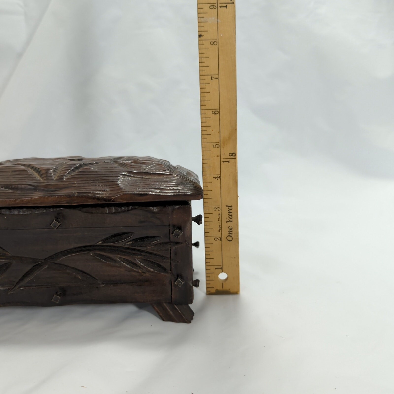 Wooden Box Hand Carved Vintage Rustic Decor Keepsake Mission Farmhouse ...