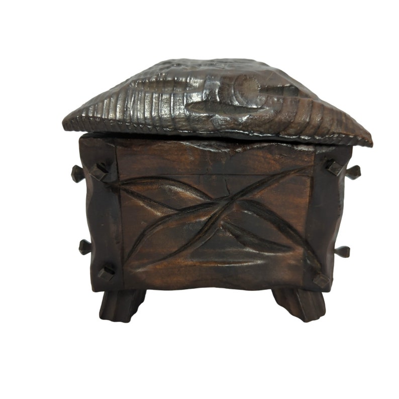 Wooden Box Hand Carved Vintage Rustic Decor Keepsake Mission Farmhouse ...