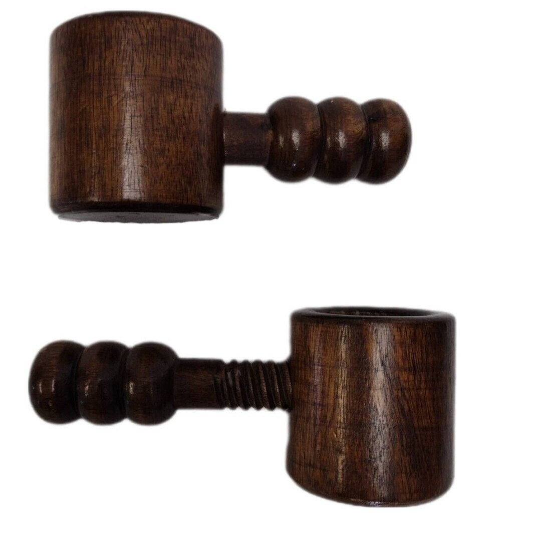 Hand Turn Wooden Nut Crackers Screw Twist Crank Pecan Cracker Set of 2 ...