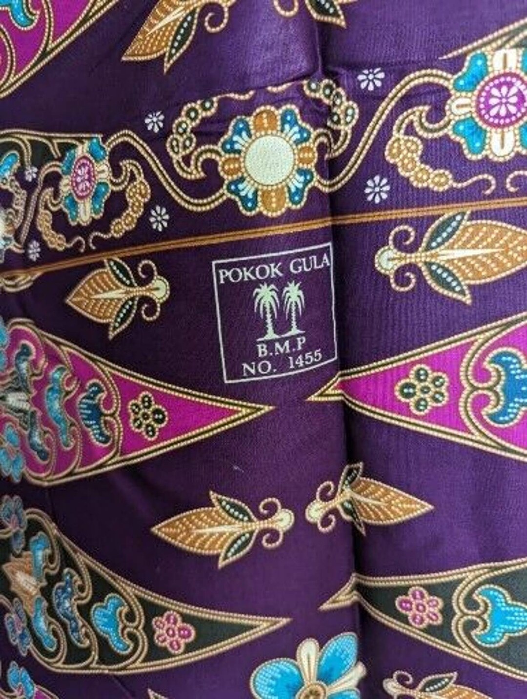 Pokok Gula Batik Fabric Panel Loop Purple Gold 68 X 61 Inches Floral ...