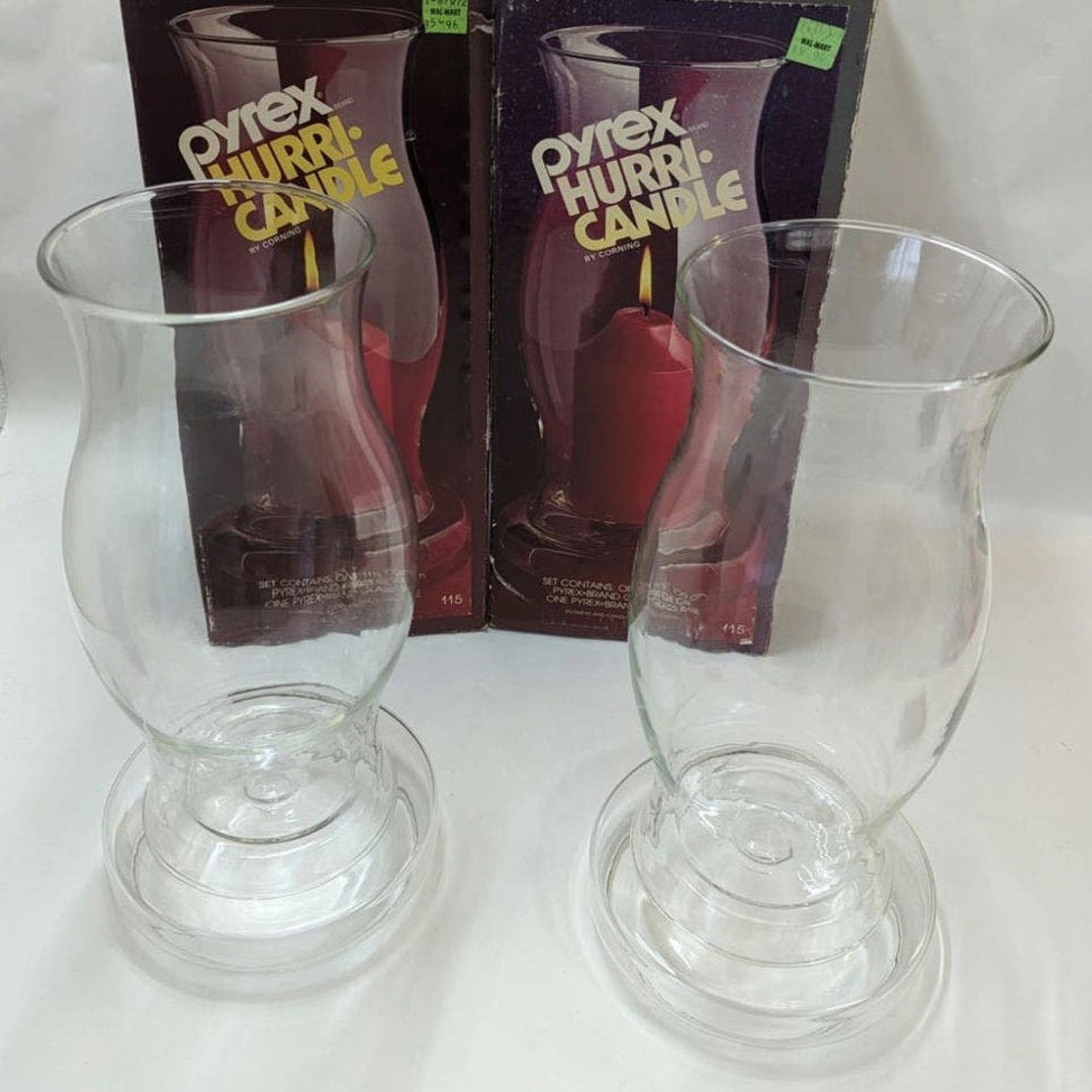 2 Pyrex Hurricane Candle Holder Hurri-candle Clear Corning Glass ...