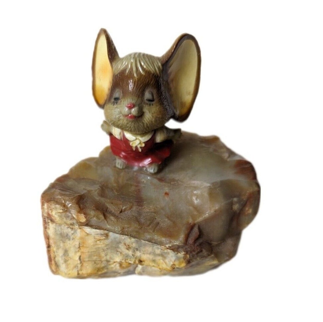 Petrified Wood Paperweight With Mouse Souvenir Vintage Mid Century Home ...