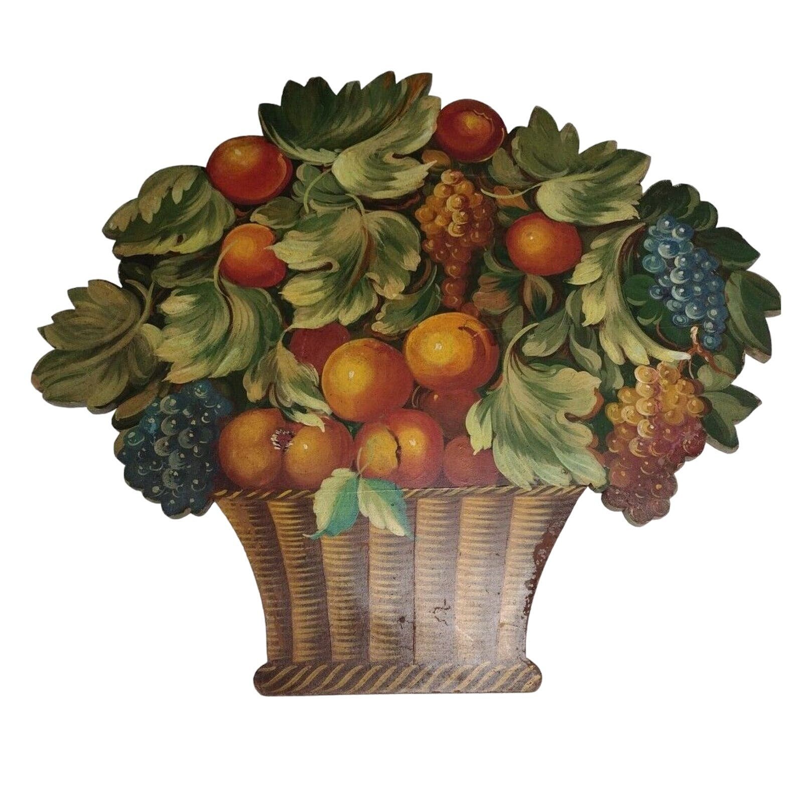 Hand Painted Fruit Basket Sign Restaurant Cafe Kitchen Farmhouse Art ...