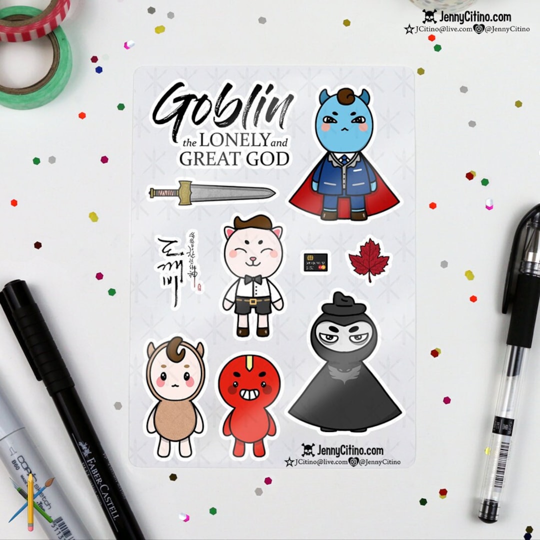 Goblin the Lonely and Great God Inspired Sticker Sheet. Illustration ...
