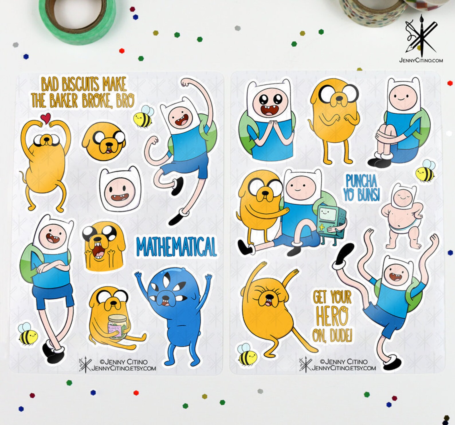 Finn and Jake Inspired Sticker Sheet. Illustration Planner - Etsy