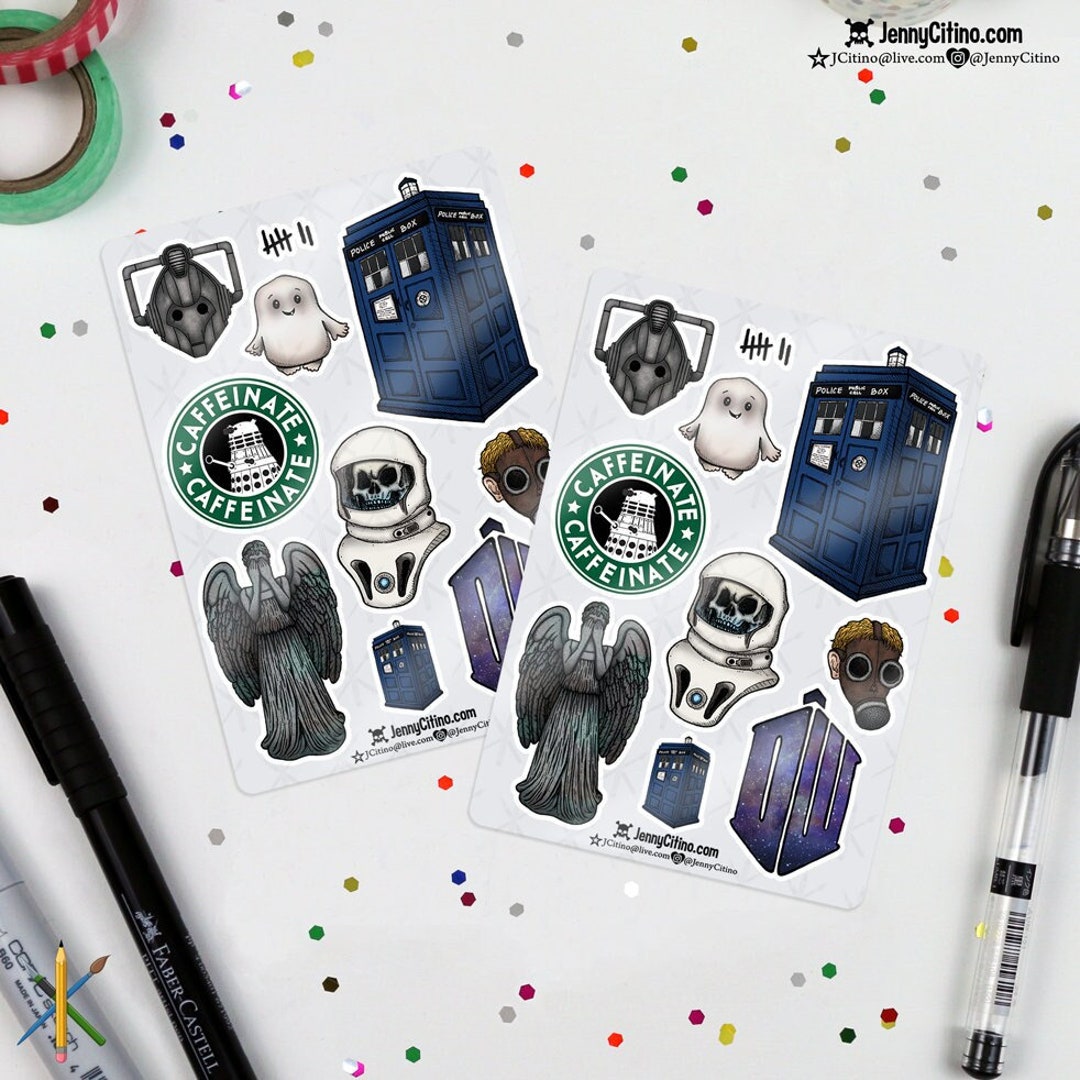 MINI SET Doctor Who Inspired Sticker Sheet. Illustration, Planner ...