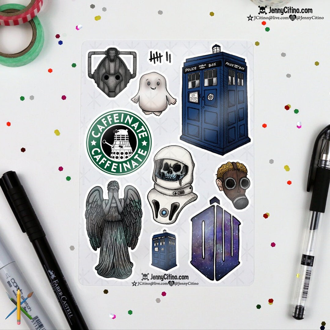 Doctor Who Inspired Sticker Sheet. Illustration, Planner, Journal ...