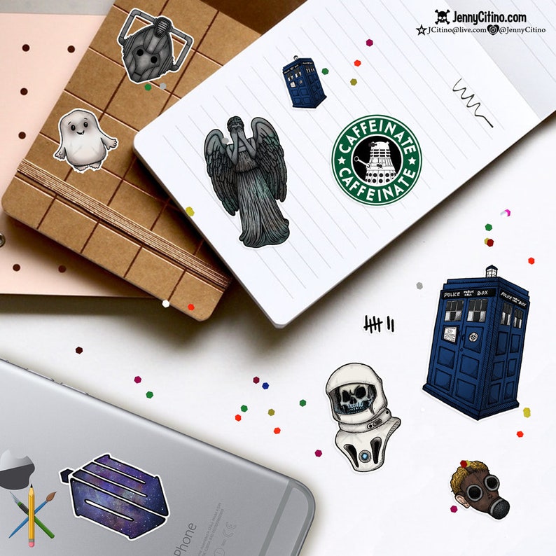 MINI SET Doctor Who Inspired Sticker Sheet. Illustration, Planner ...