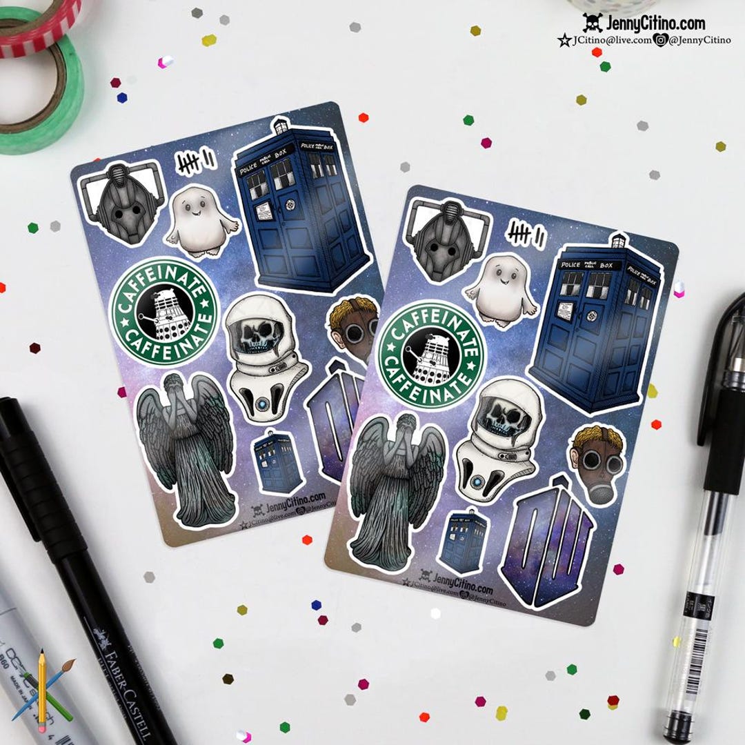 MINI SET Doctor Who Inspired Sticker Sheet. Illustration, Planner ...