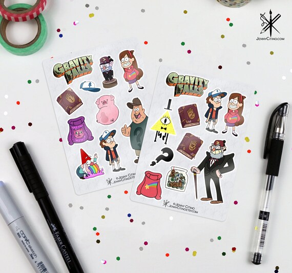 MINI SET Gravity Falls Inspired Sticker Sheet 1. Illustration - Etsy
