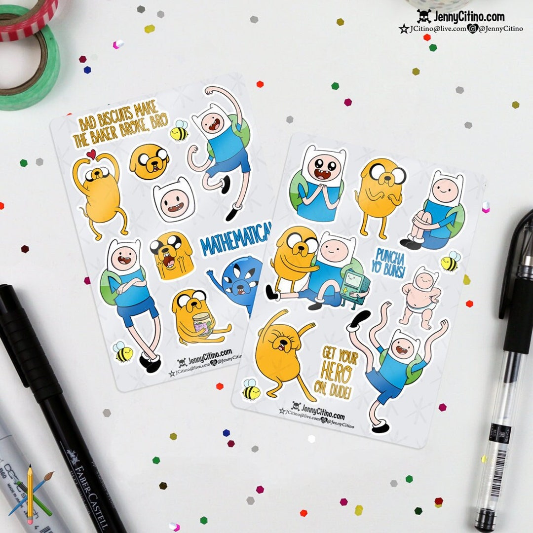 MINI Finn and Jake Inspired Sticker Sheet Set. Illustration, Planner ...