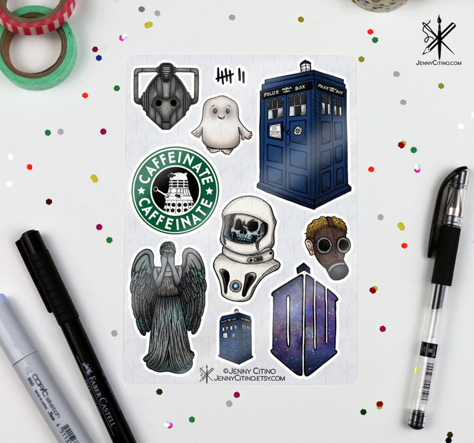 Doctor Who Inspired Sticker Sheet. Illustration Planner - Etsy