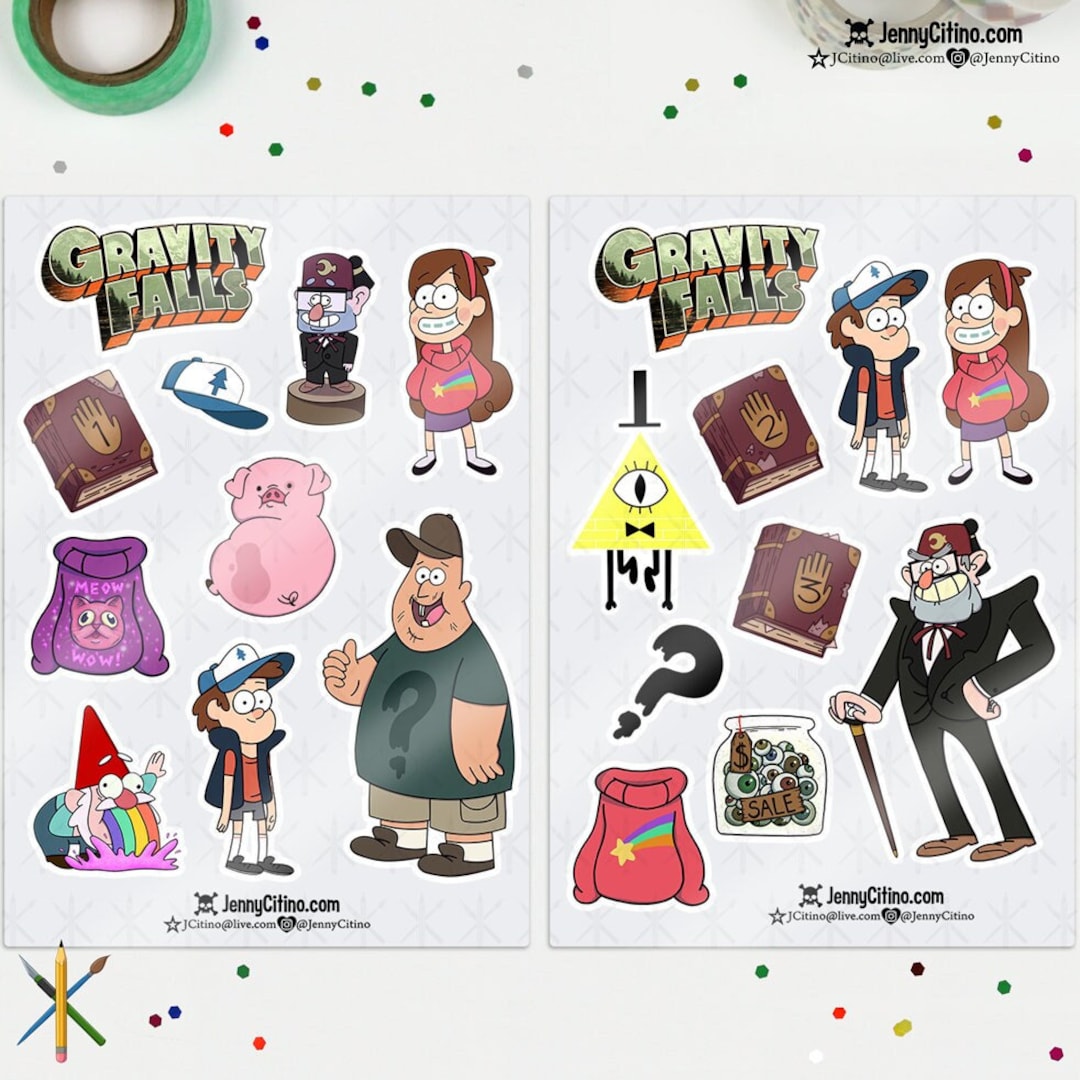 Gravity Falls Inspired Sticker Sheet Set 1. Illustration, Planner ...