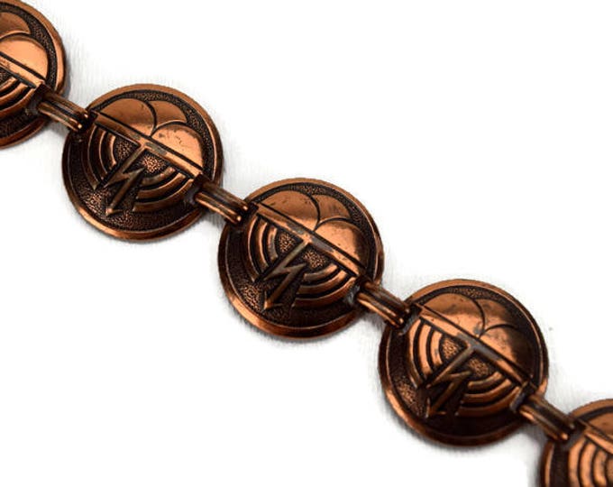Copper Link Bracelet Thunderstorm Cloud Lightning Bolt 7.5 - Etsy