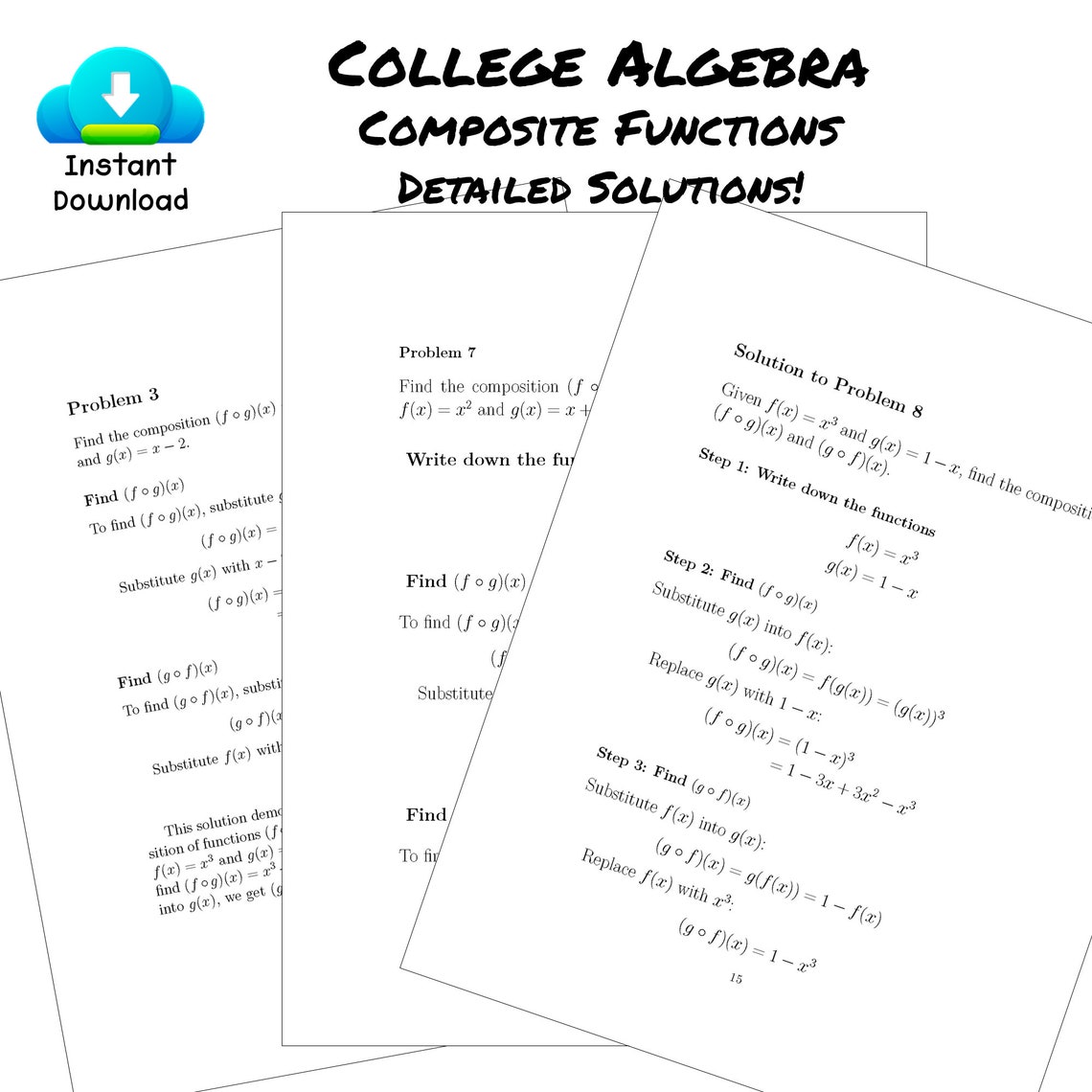 Composite Functions Mastery Worksheets: Detailed Solutions Edition ...