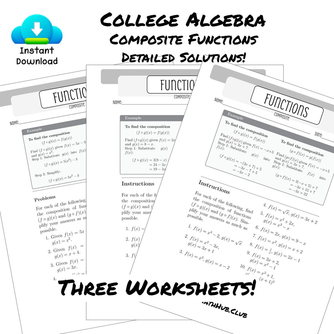 Composite Functions Mastery Worksheets: Detailed Solutions Edition ...